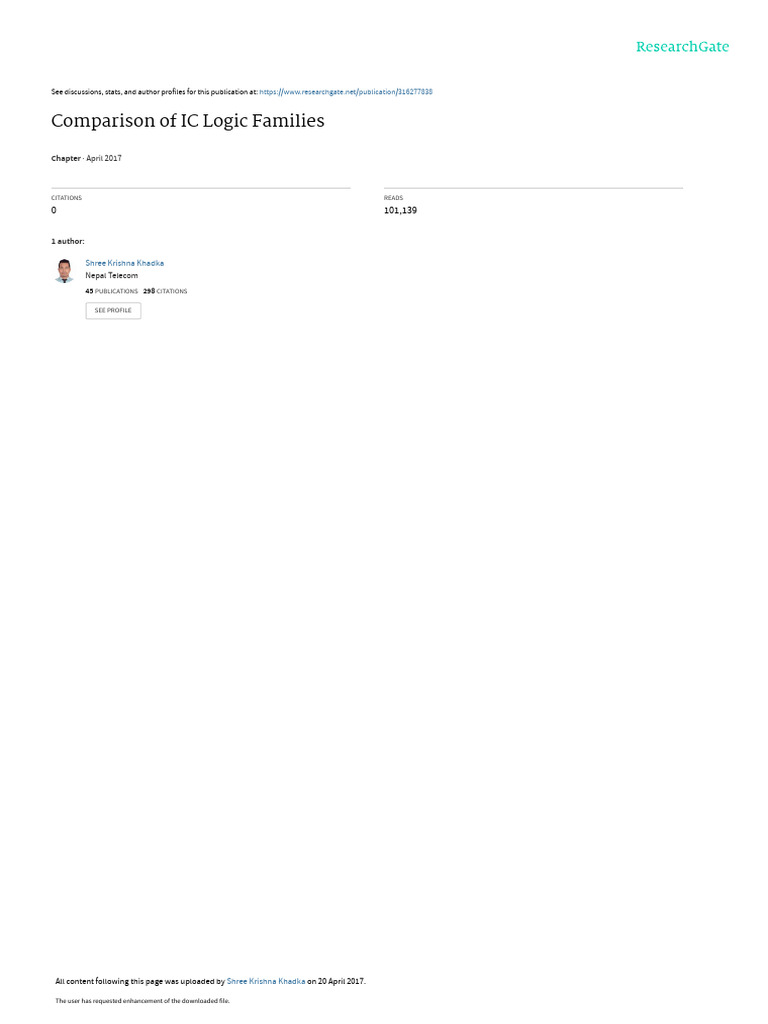 Comparisonof ICLogic Families | PDF | Electrical Engineering | Semiconductors
