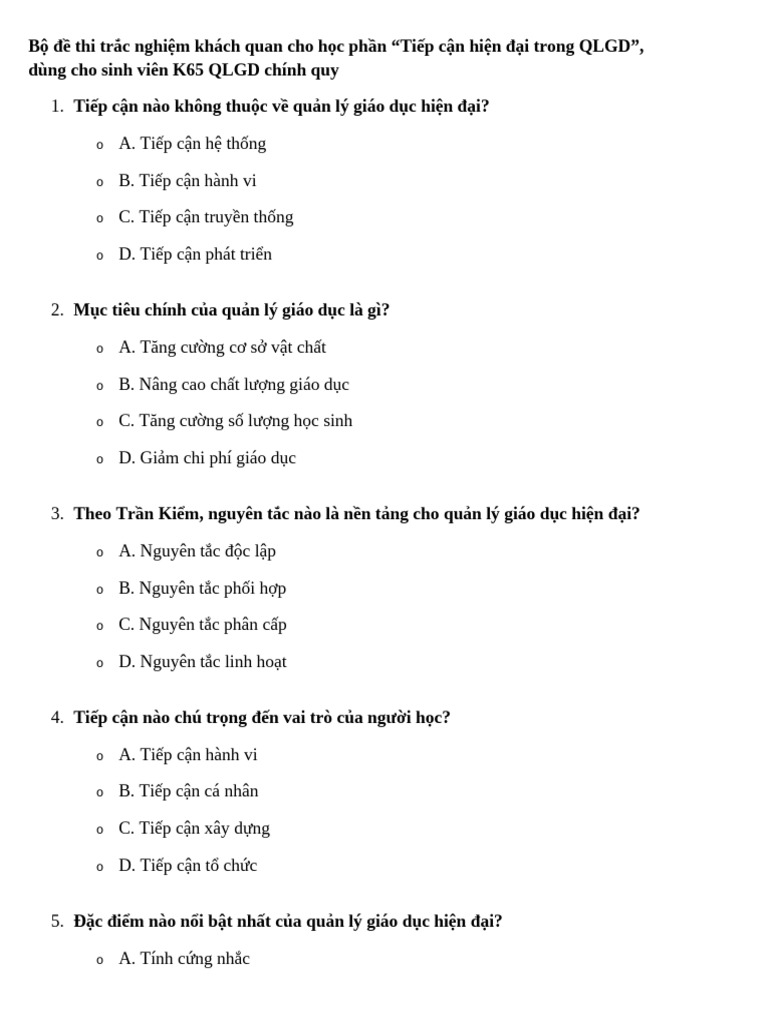 Bo de Thi GK-TNKQ - K65 QLGD | PDF