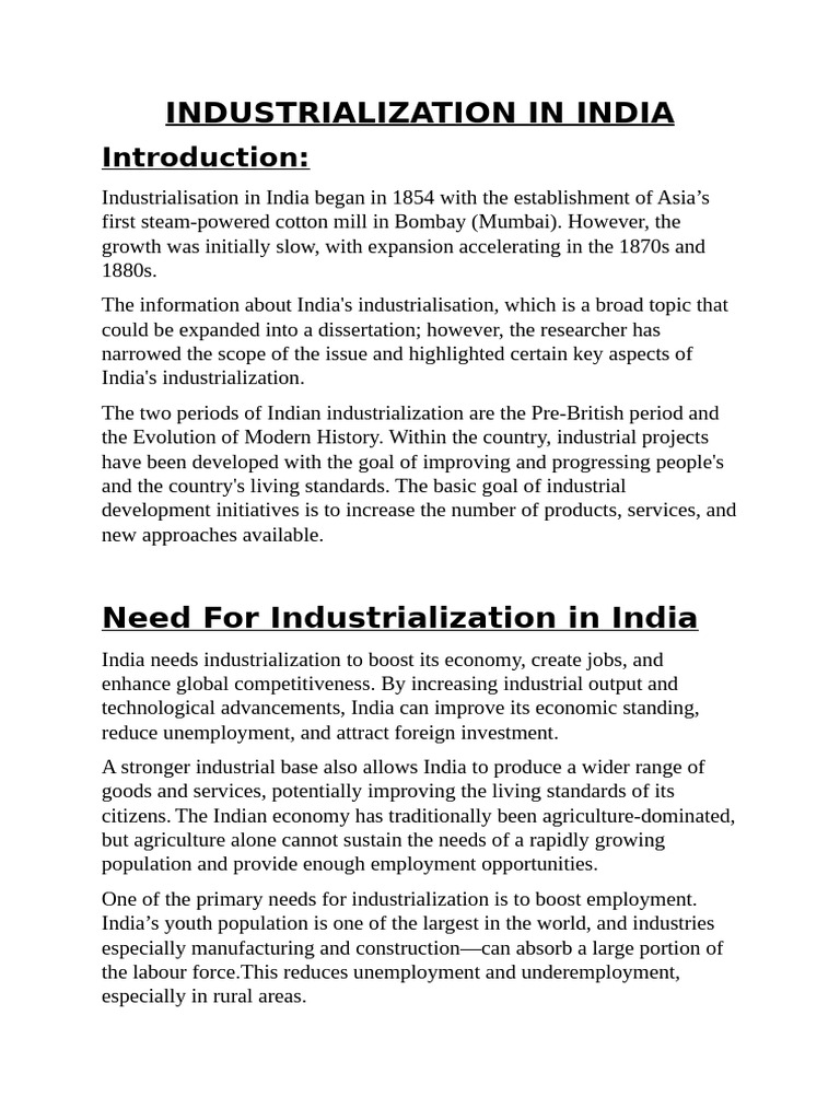 Industrialization in India | PDF | Economic Growth | Infrastructure