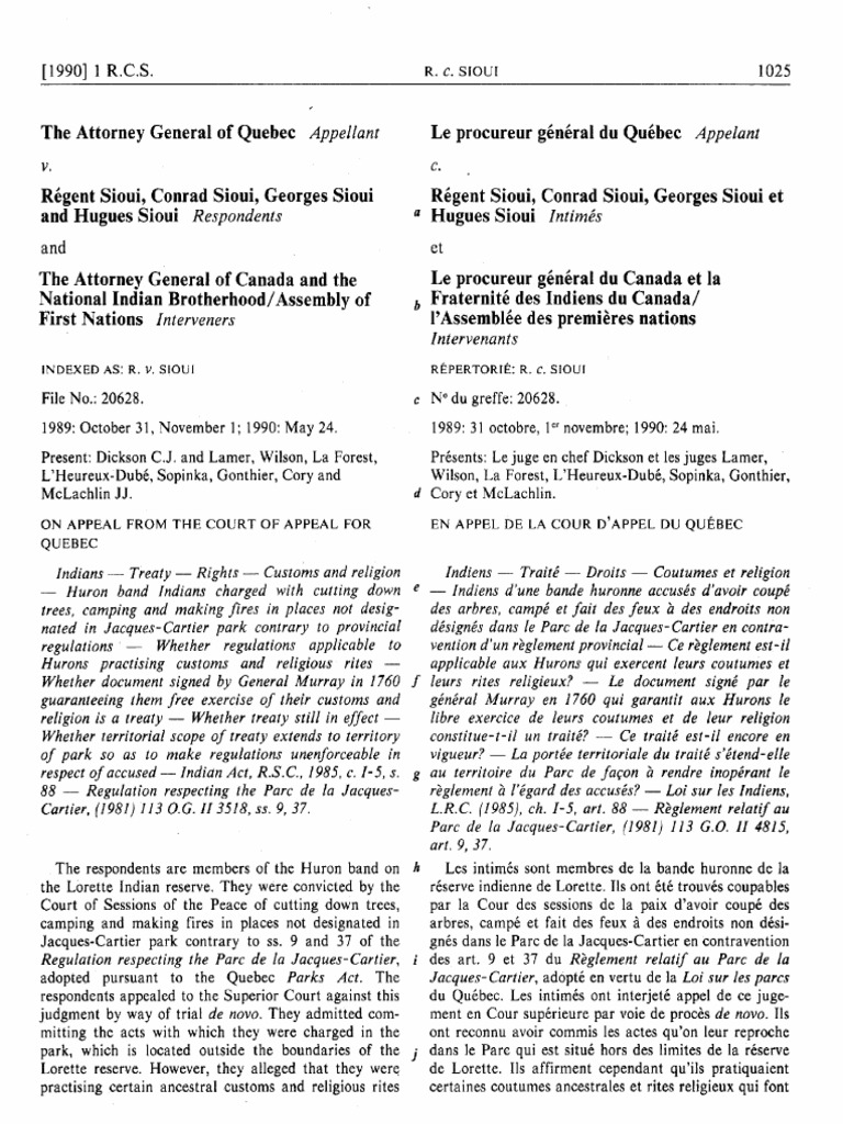 R. C. Sioui, (1990) 1 R.C.S. 1025 | PDF
