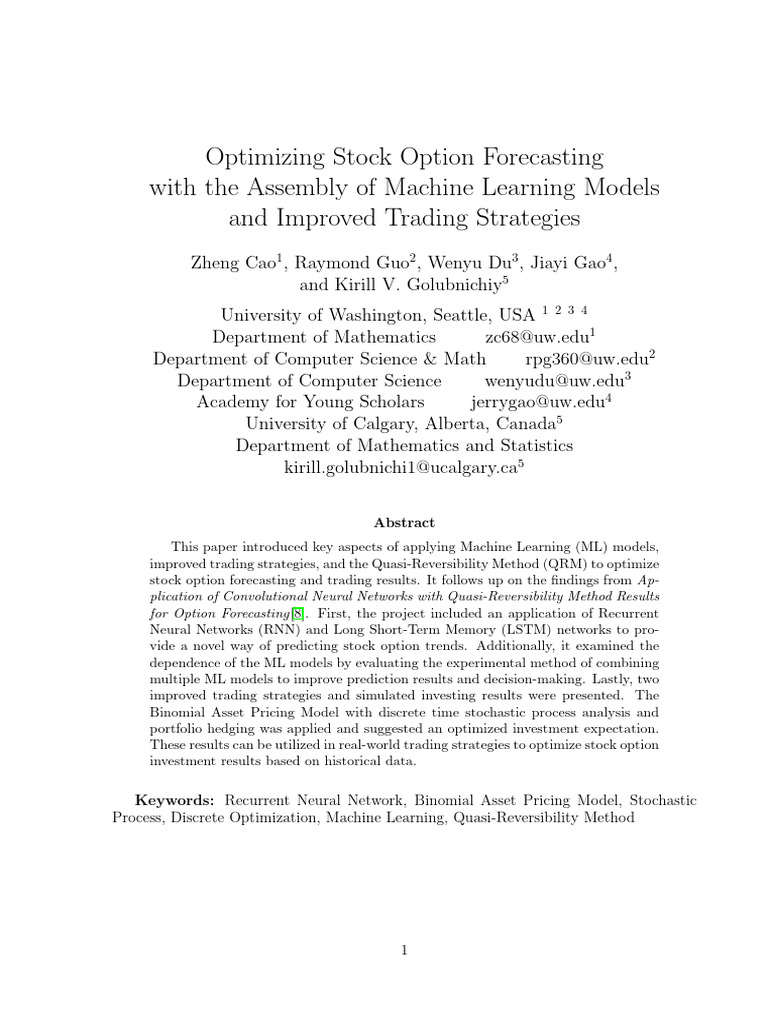 Option Trading Prediction | PDF | Option (Finance) | Machine Learning
