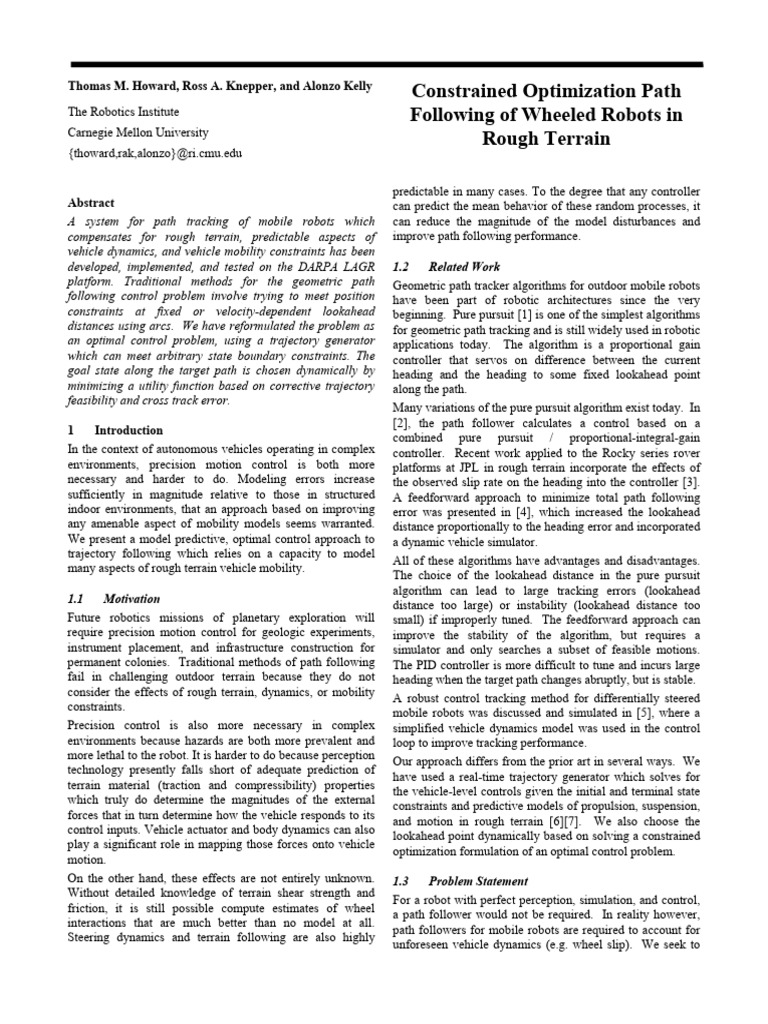 Constrained optimization path following of wheeled robots in natural ...