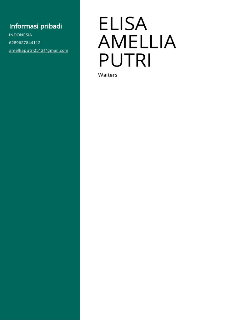 CV - Elisa Amellia Putri | PDF
