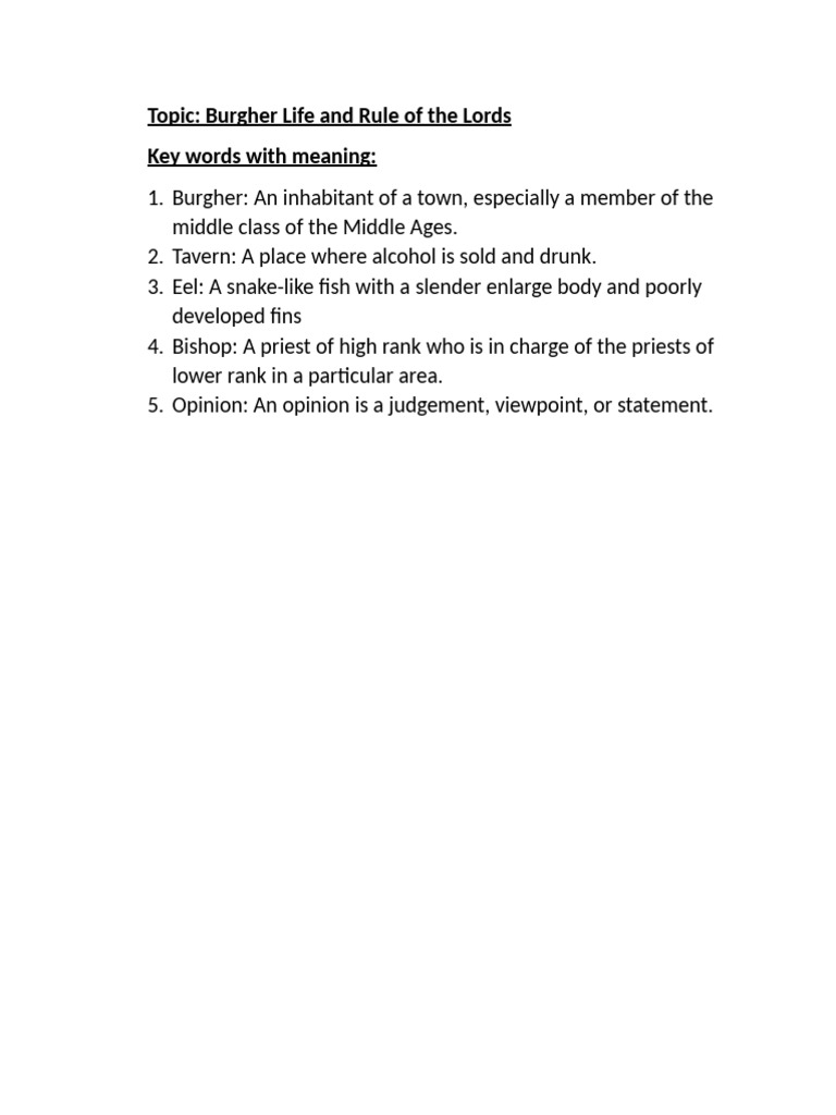 Key Words Burgher Life and Rule of The Lords | PDF
