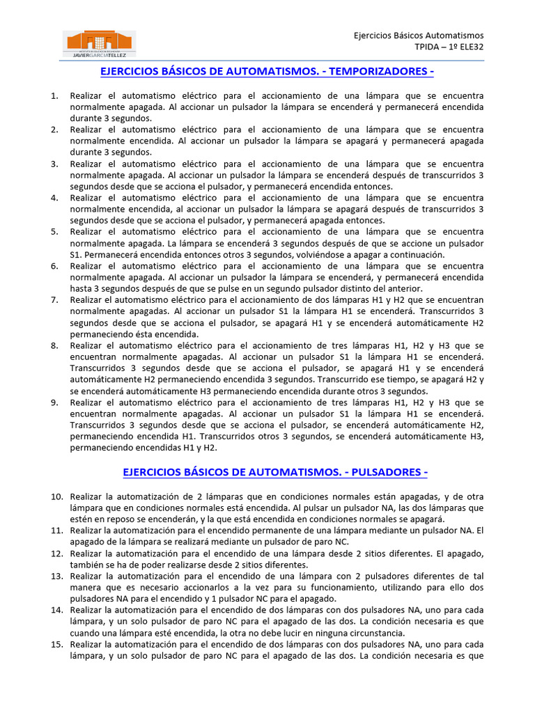 Ejercicios Basico Automatismos (1) | PDF | Automatización