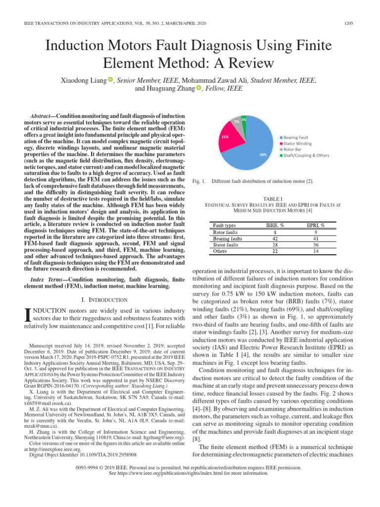 Induction Motors Fault Diagnosis Using Finite Element Method A Review | PDF | Electric Motor ...