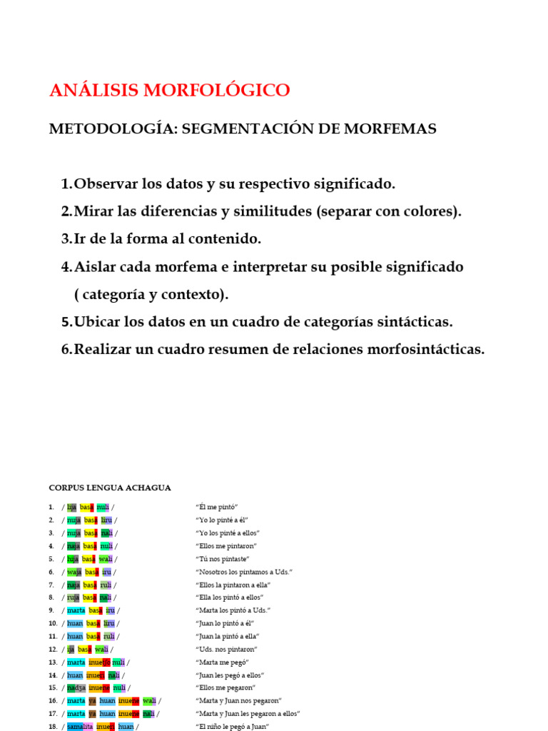 Analisis Morfologico | PDF | Plural | Mecánica del lenguaje