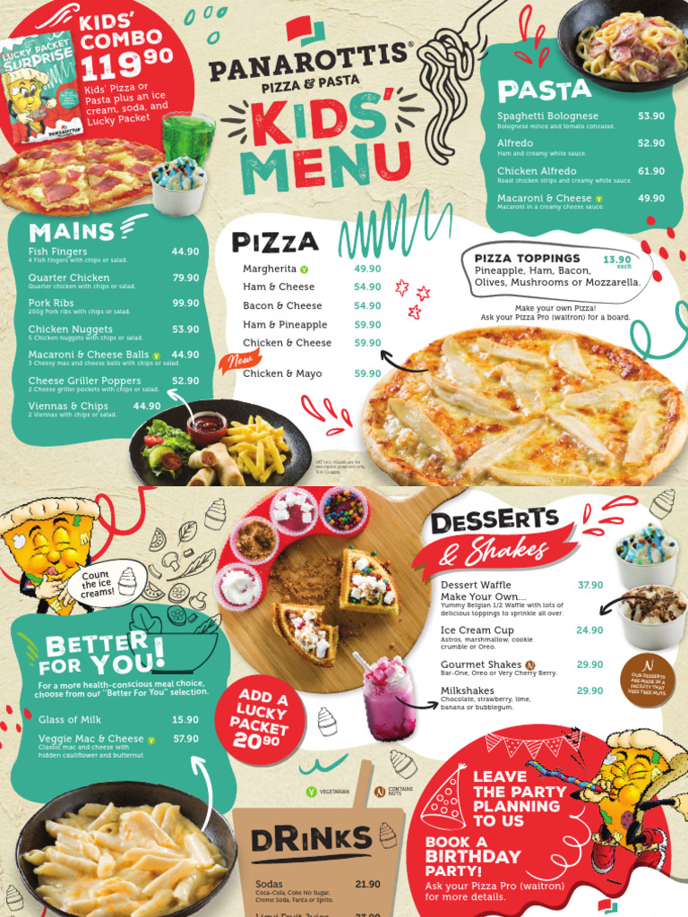P Namibia Panarottis Pizza Pasta Menu Update Kids Menu FA Web ...