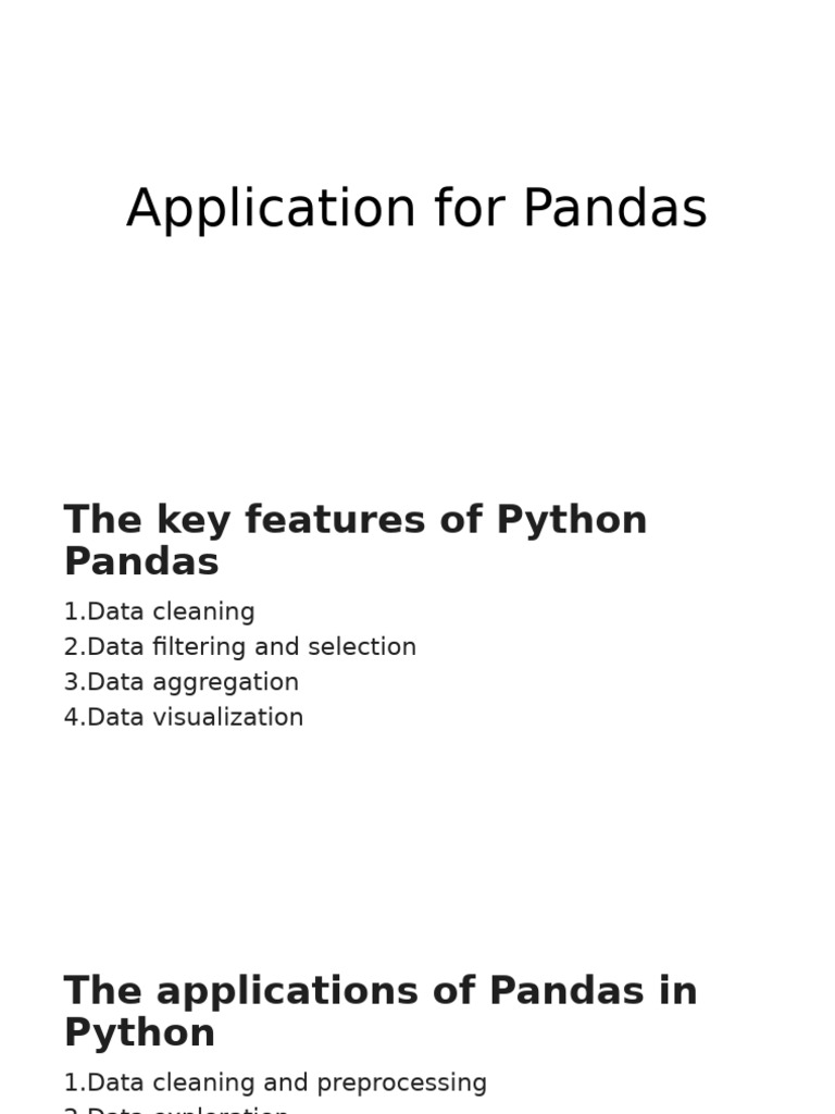 Application of Pandas | PDF