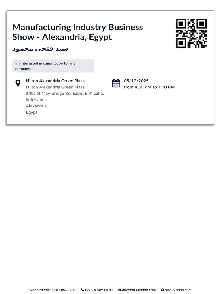 Tickets - Manufacturing Industry Business Show - Alexandria, Egypt (12 ...
