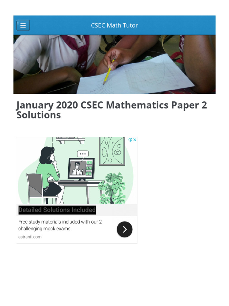 January 2020 CSEC Mathematics Paper 2 Solutions - CSEC Math Tutor | PDF