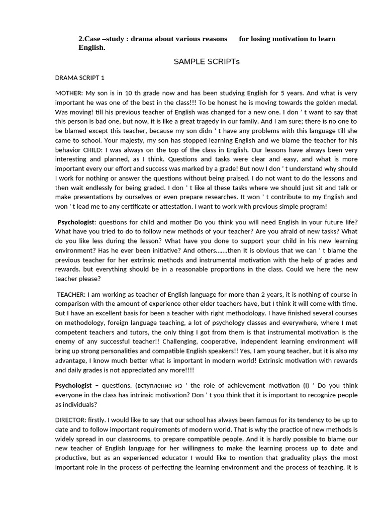 Sample Scripts | PDF | Motivation | Motivational