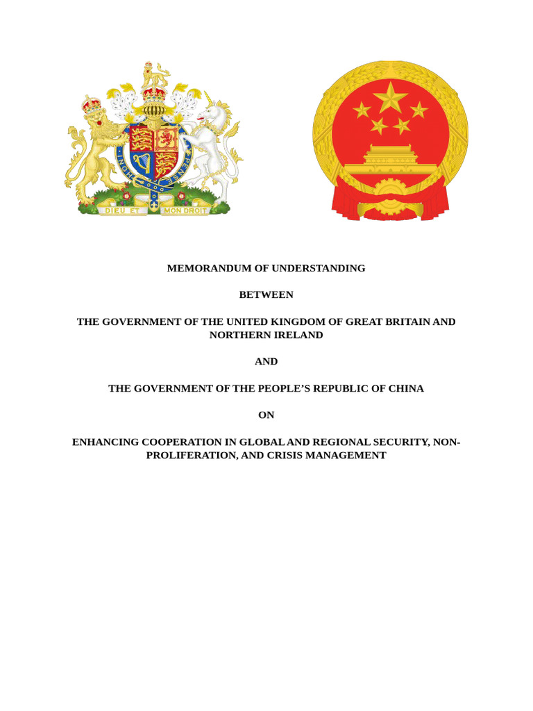 Memorandum of Understanding - Uk - CHN | PDF | Nuclear Proliferation ...