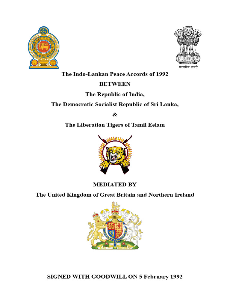 Peace Treaty_SL_IN_LTTE_UK | PDF | Sri Lanka | Treaty