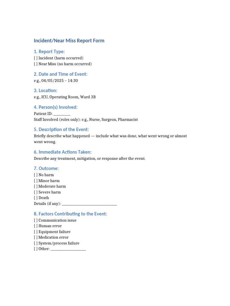 Incident Near Miss Report Form | PDF