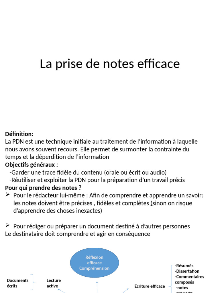Prise de Notes Efficace et Méthodes | PDF | Informations