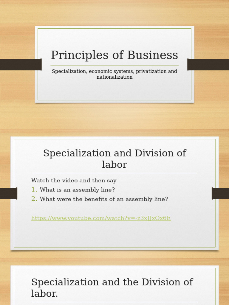 Introduction To Principles of Business Part 2 Specialization and ...