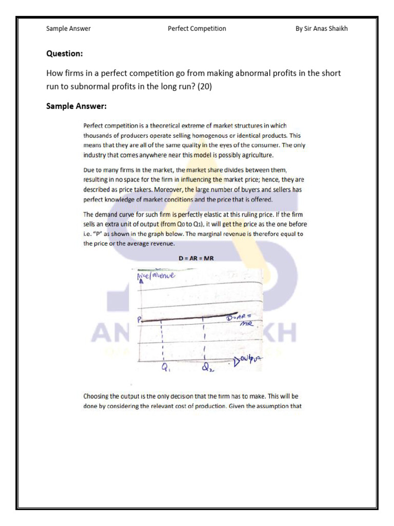Perfect Competition Sample Answer | PDF