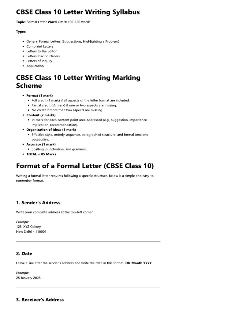 WRITING Class 10 | PDF