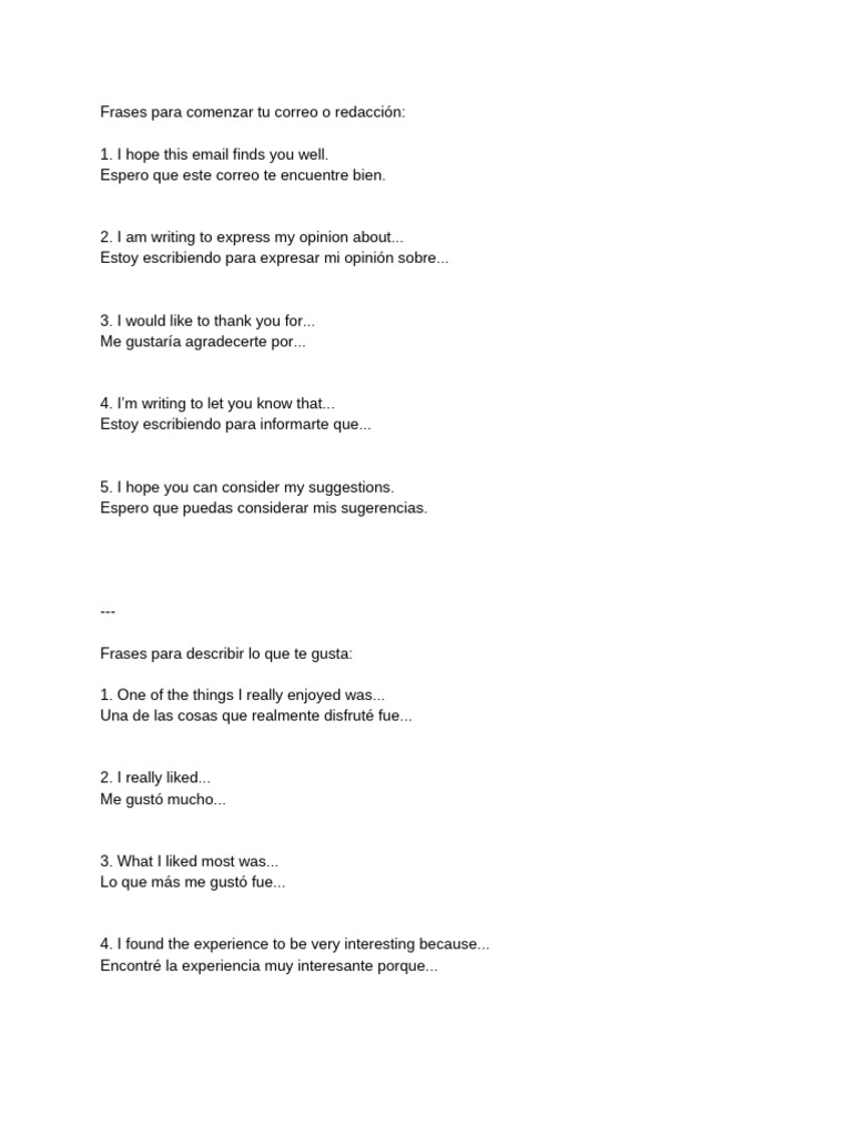 Frases para Comenzar .... | PDF