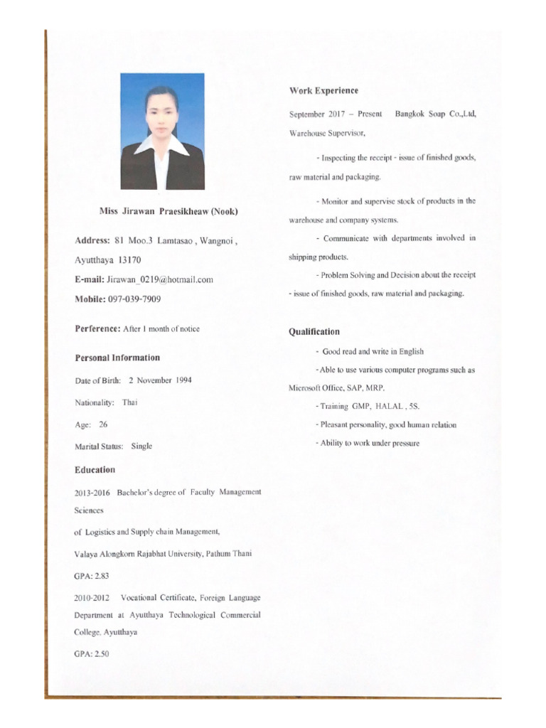 Jirawan Resume | PDF