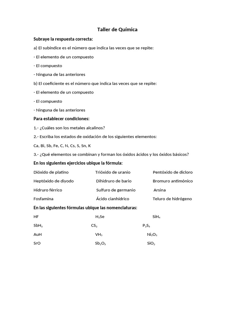 Taller de Química | PDF