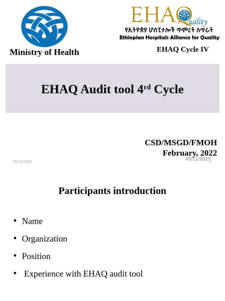 EHAQ Audit Tool Cycle IV Overview | PDF | Audit | Health Care