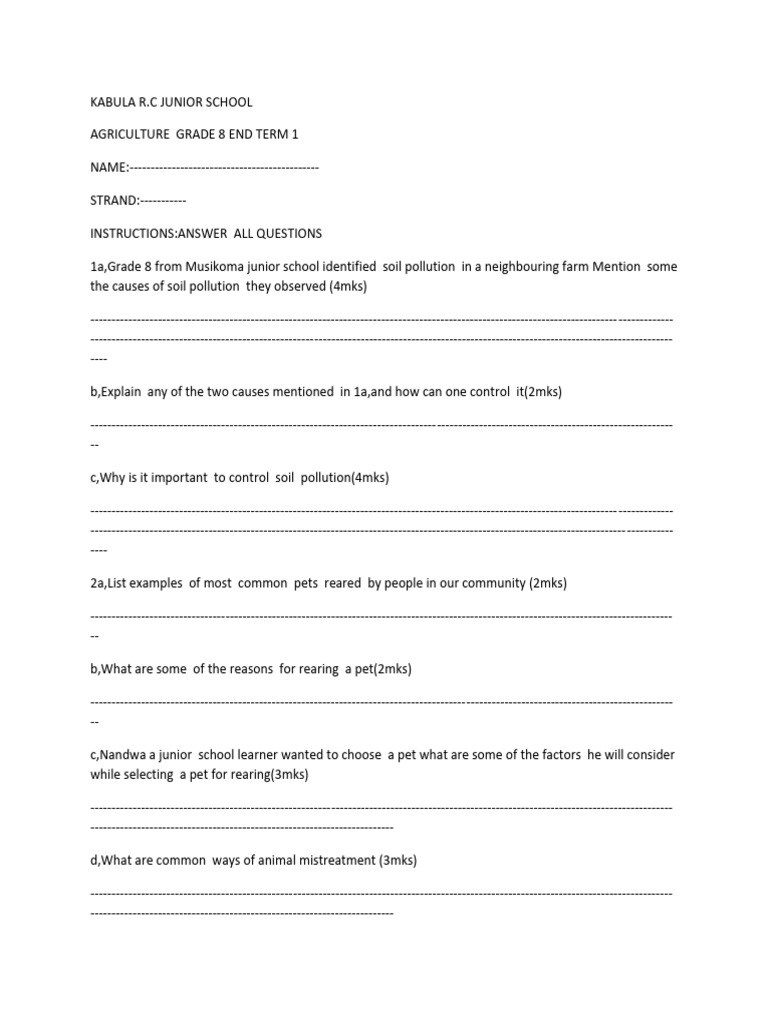 AGRICULTURE__GRADE_8_TERM_1_END_TERM[1] | PDF | Agriculture | Natural ...