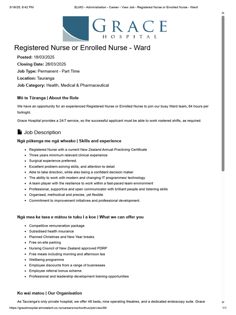 ELMO - Administration - Career - View Job - Registered Nurse or ...