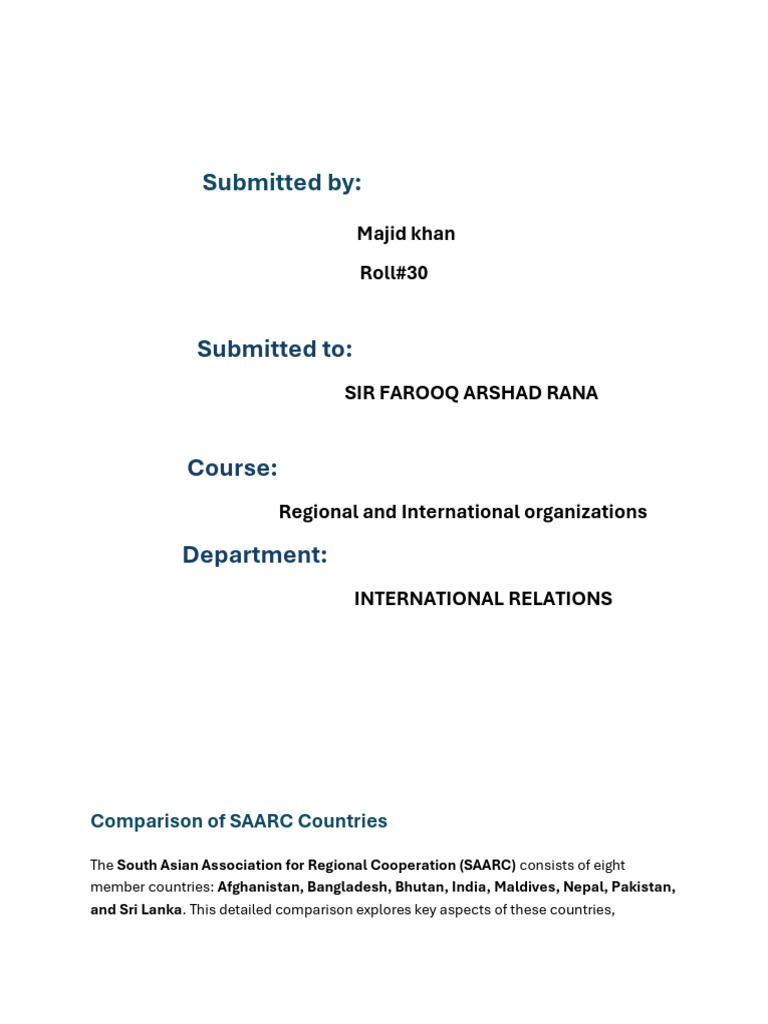 Comparison of SAARC Countries | PDF | Pakistan | Economies