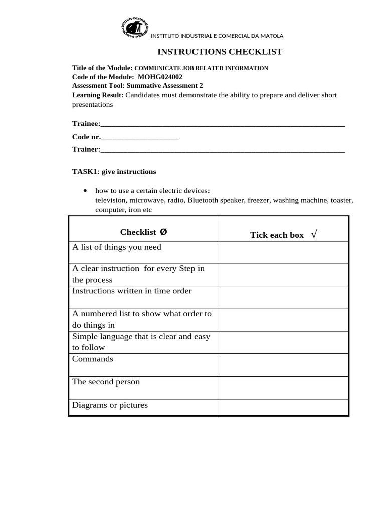 Cv4 Instructions Checklist Mod2 | PDF