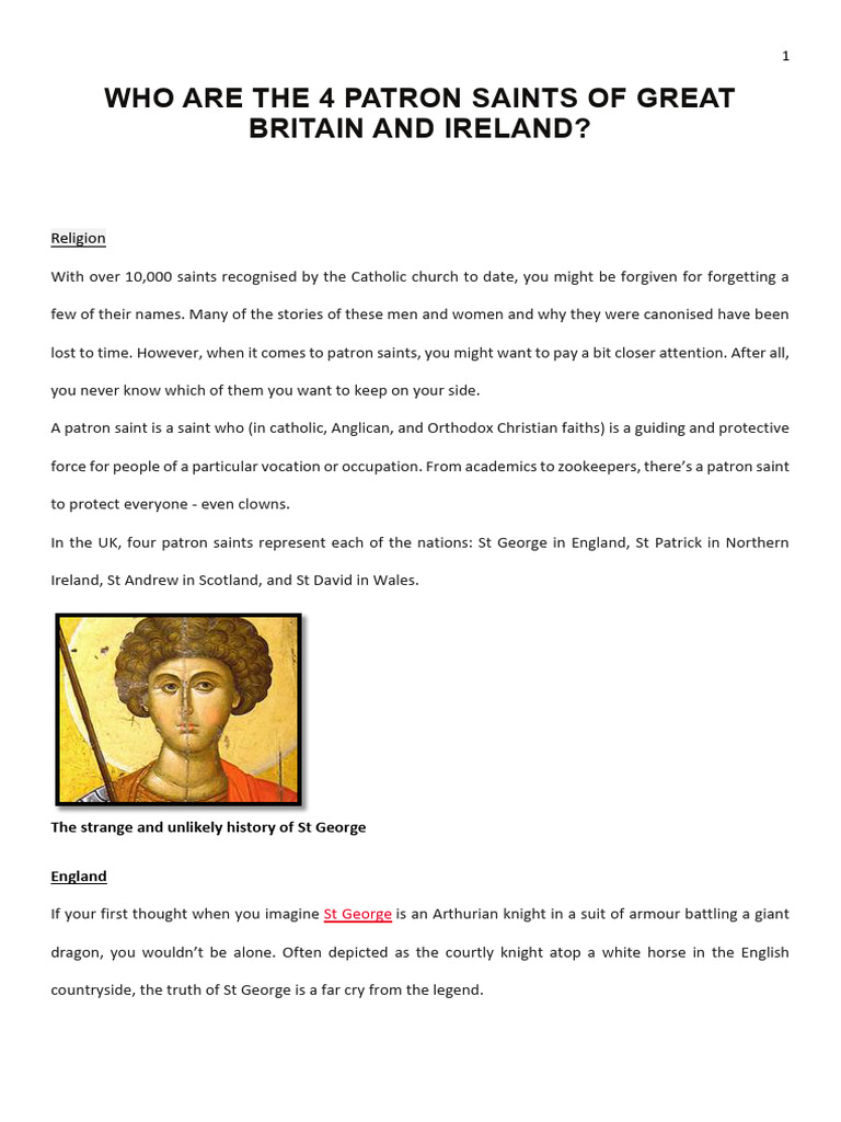 Who Are The 4 Patron Saints of Great Britain and Ireland | PDF | Saint ...