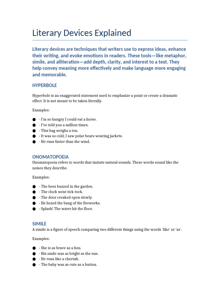 Literary Devices Explained | PDF | Idiom