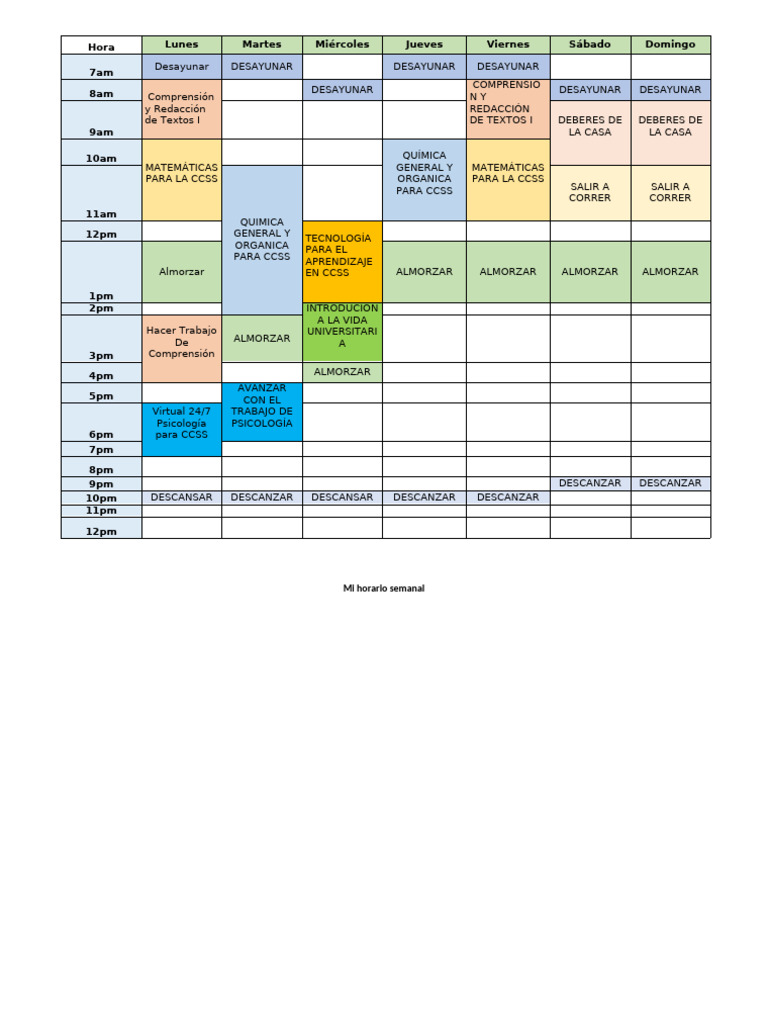 Mi Horario | PDF