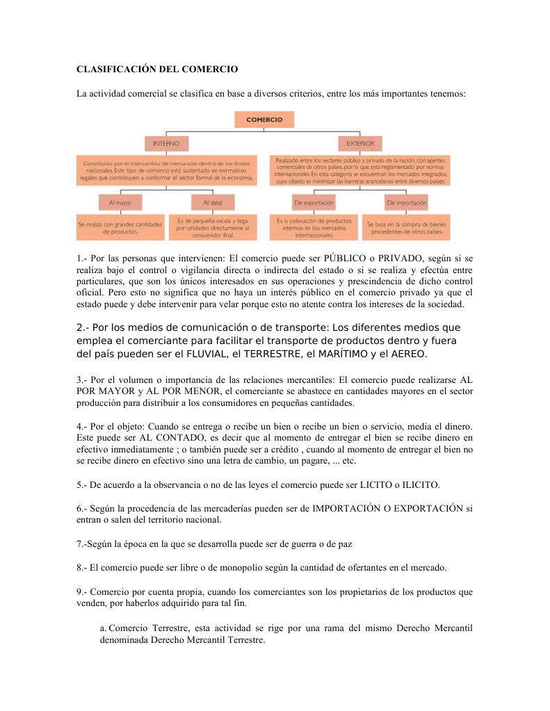 Clasificación del Comercio: Tipos y Criterios | PDF