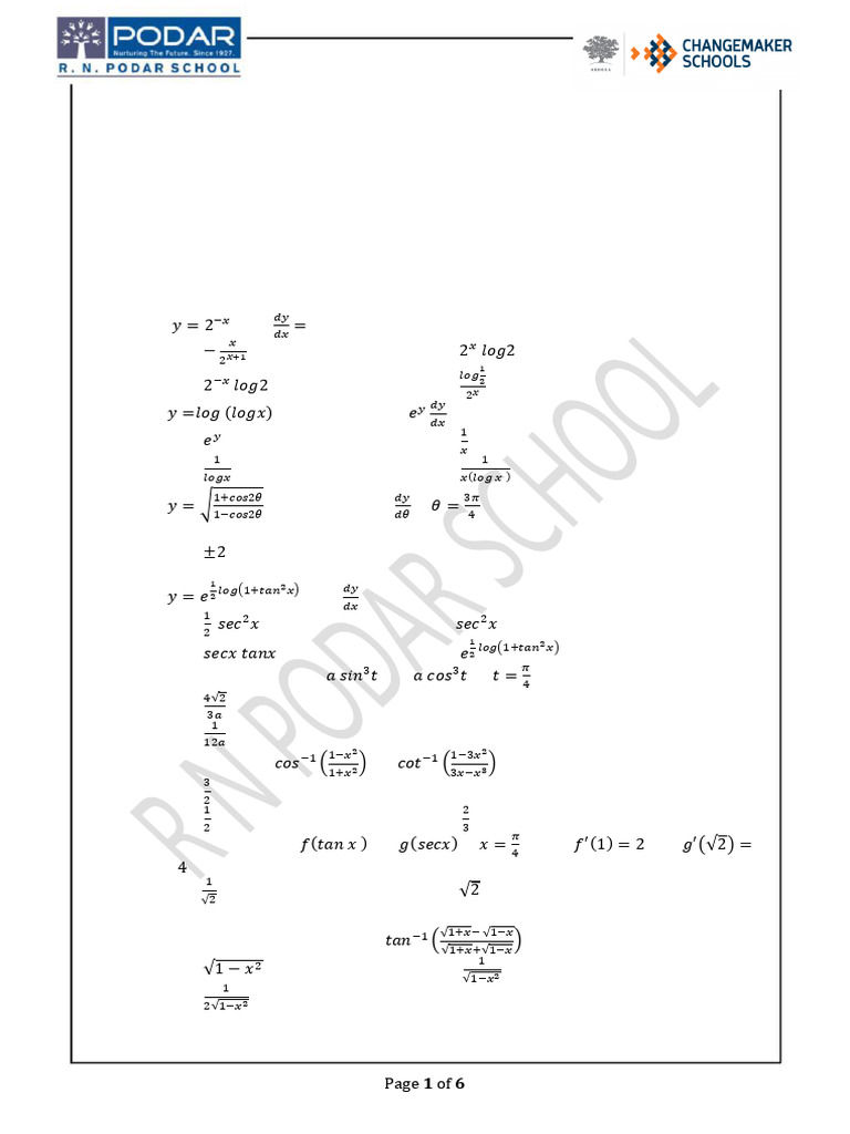 Ch5. Continuity and Differentiability QB2..... (2025-26) (1) Rev | PDF | Mathematics ...