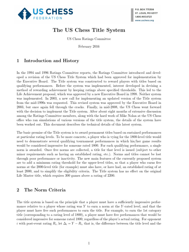 Overview of the US Chess Title System | PDF | Chess