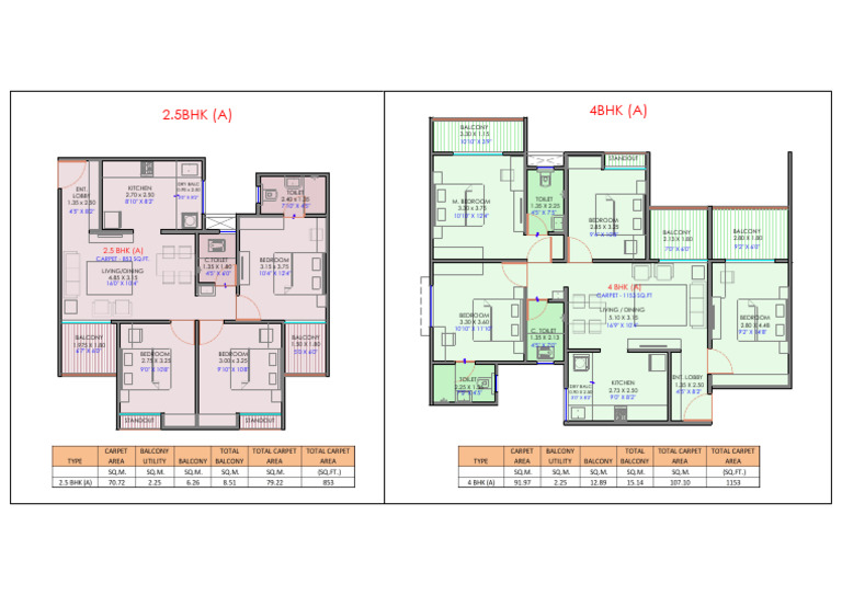 2.5 BHK and 4 BHK Floor Plans | PDF