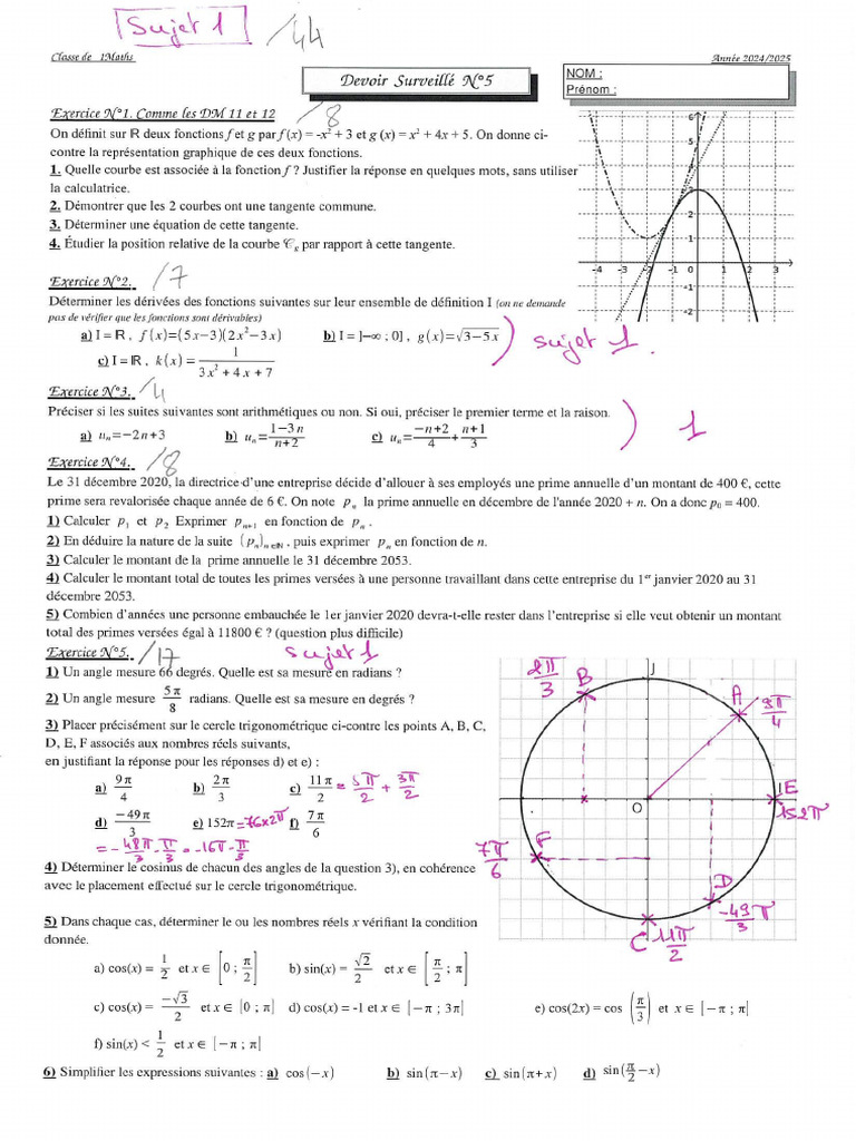 12maths1 DS05 Corr | PDF