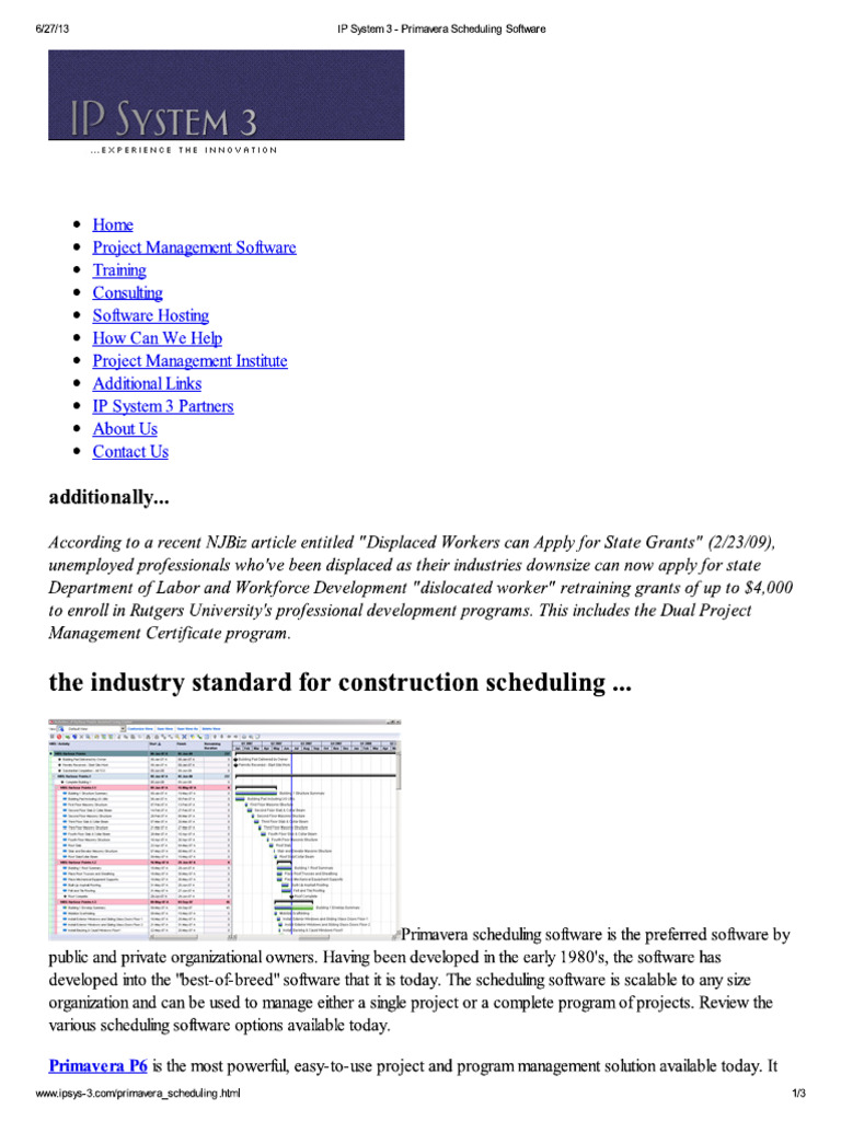 IP System 3 - Primavera Scheduling Software | PDF