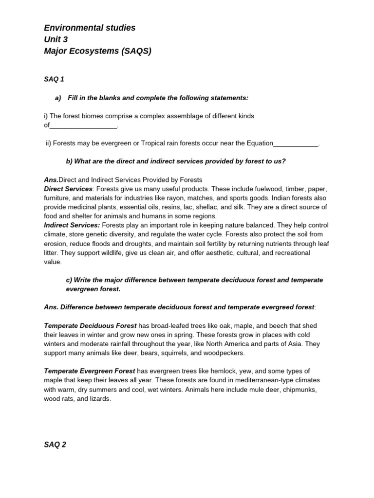 Unit 3 Major Ecosystems | PDF | Forests | Grassland