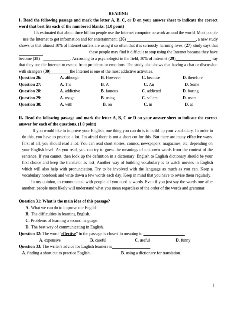 READING-TESTS | PDF | Earth | Sun