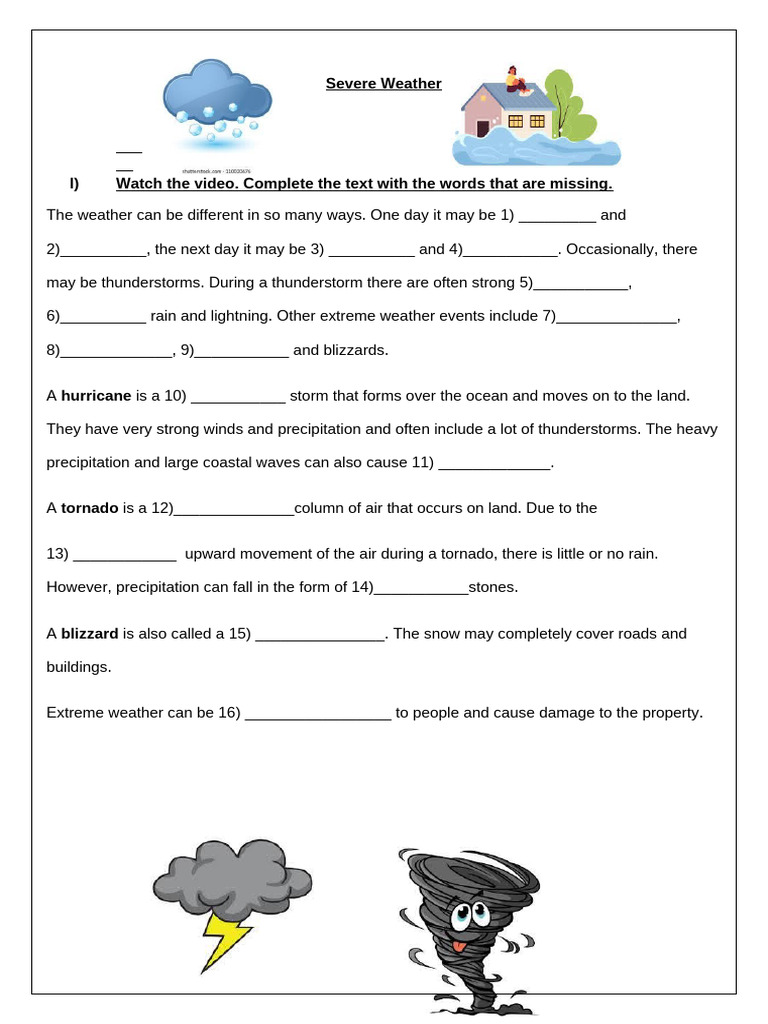 Severe Weather Worksheet | PDF