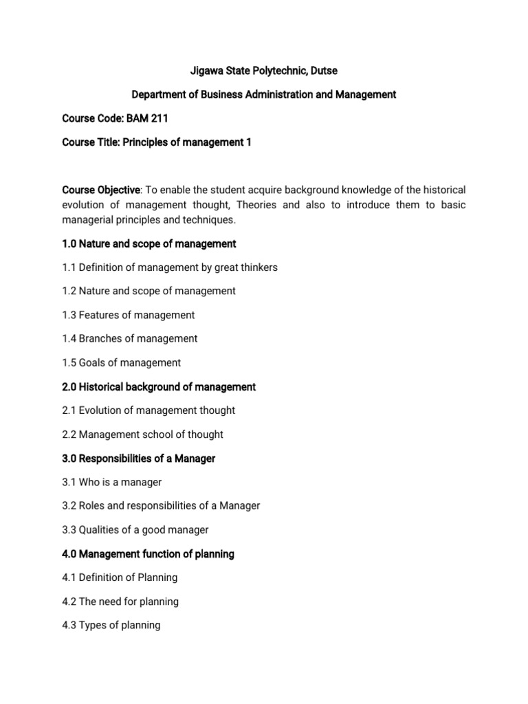 Principles of Management 1 Overview | PDF
