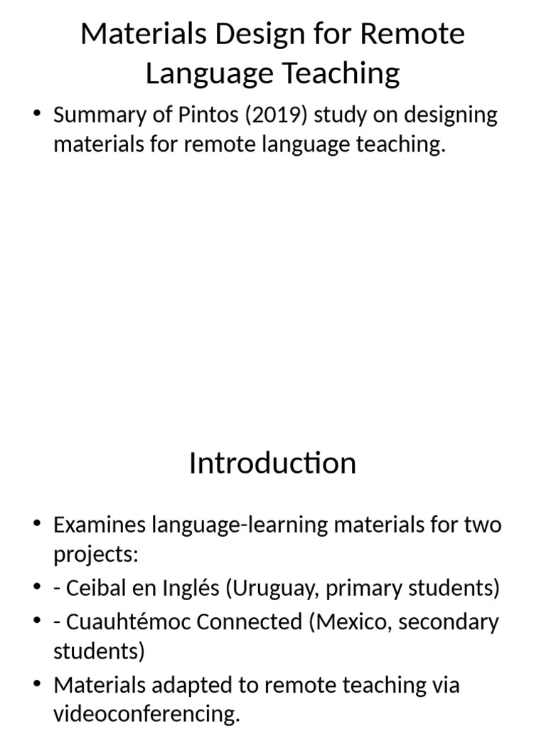 Remote Language Teaching Presentation | PDF