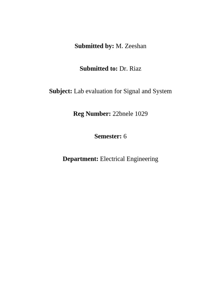 Lab Evaluation Signal and System Zeeshan | PDF