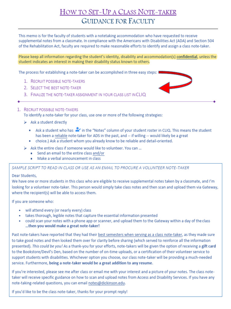 Guidance For Obtaining A Note-Taker | PDF
