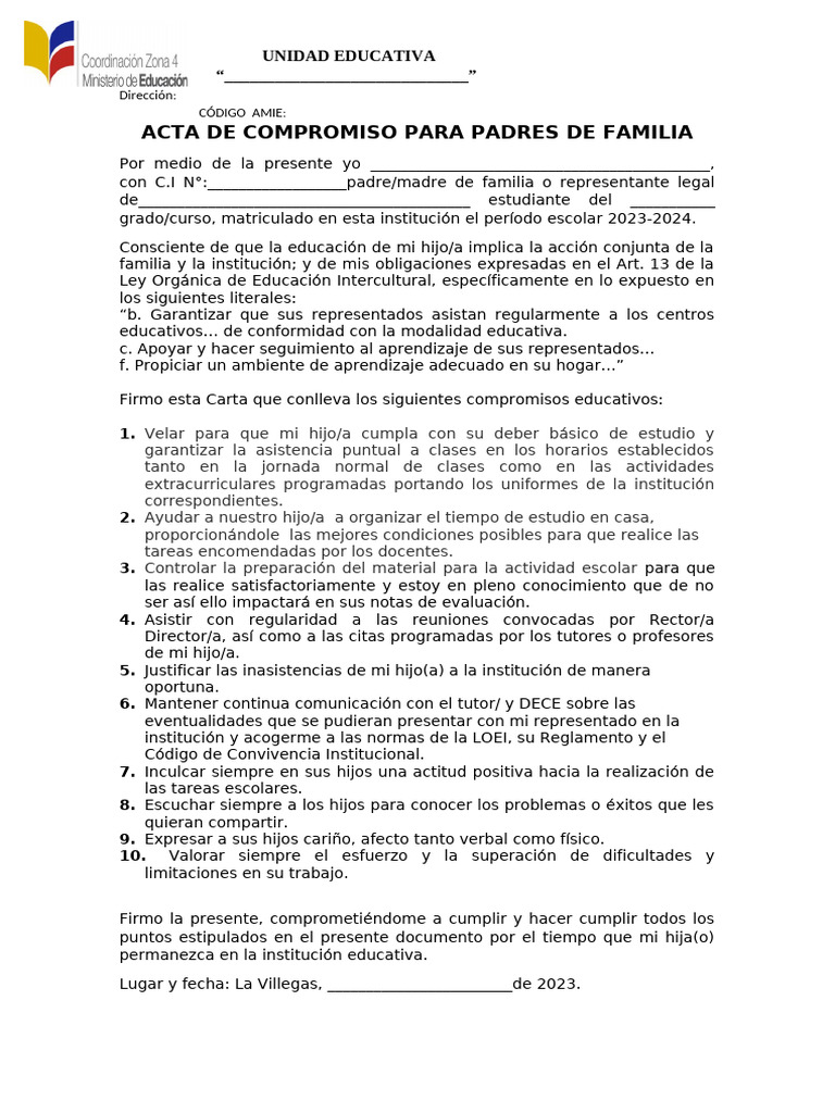 Actas de Compromiso Gbo 2023-2024 | PDF