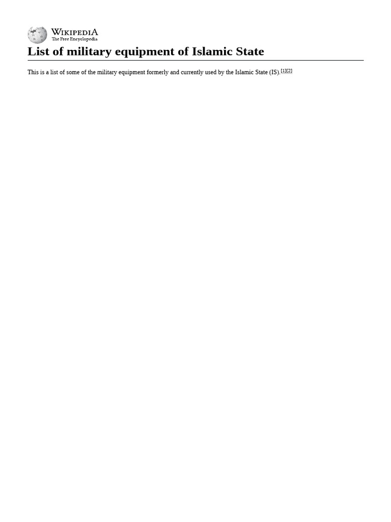 Islamic State Military Equipment List | PDF | Military Technology ...