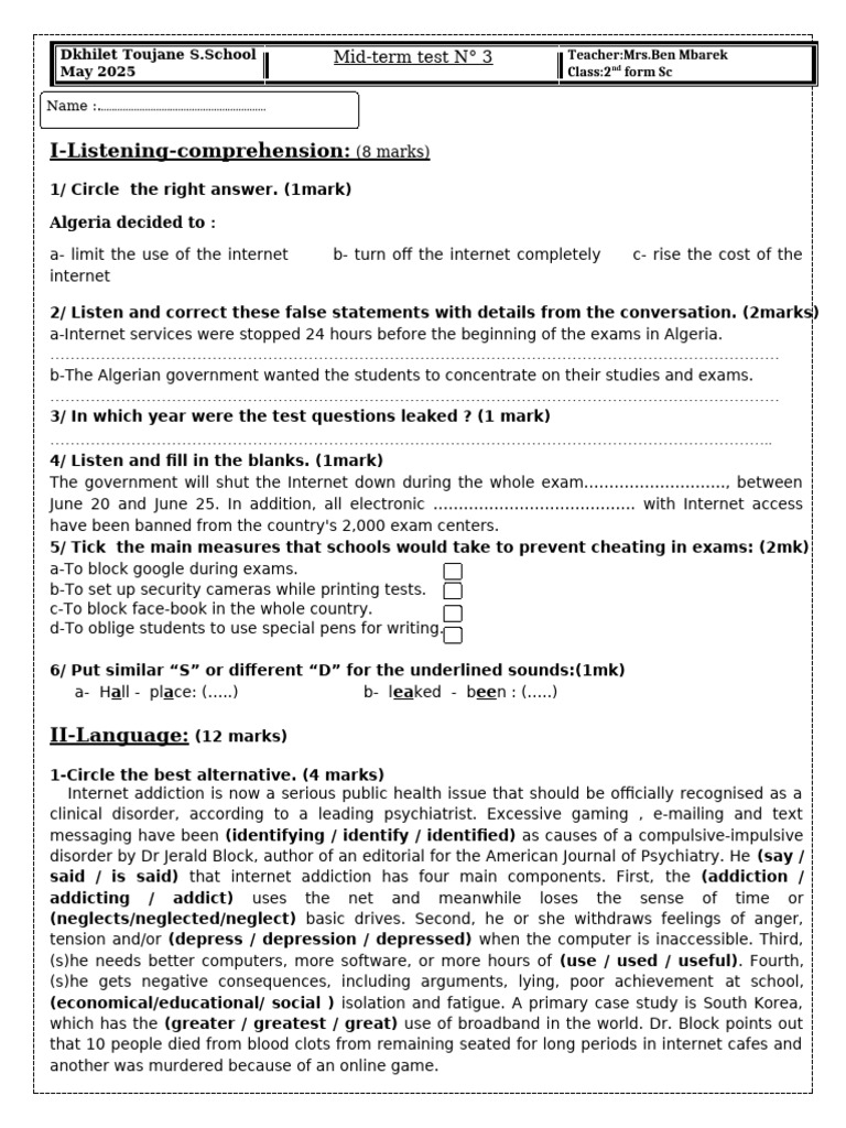 My Midterm Test 3 2nd Form | PDF | Cognition | Psychological Concepts